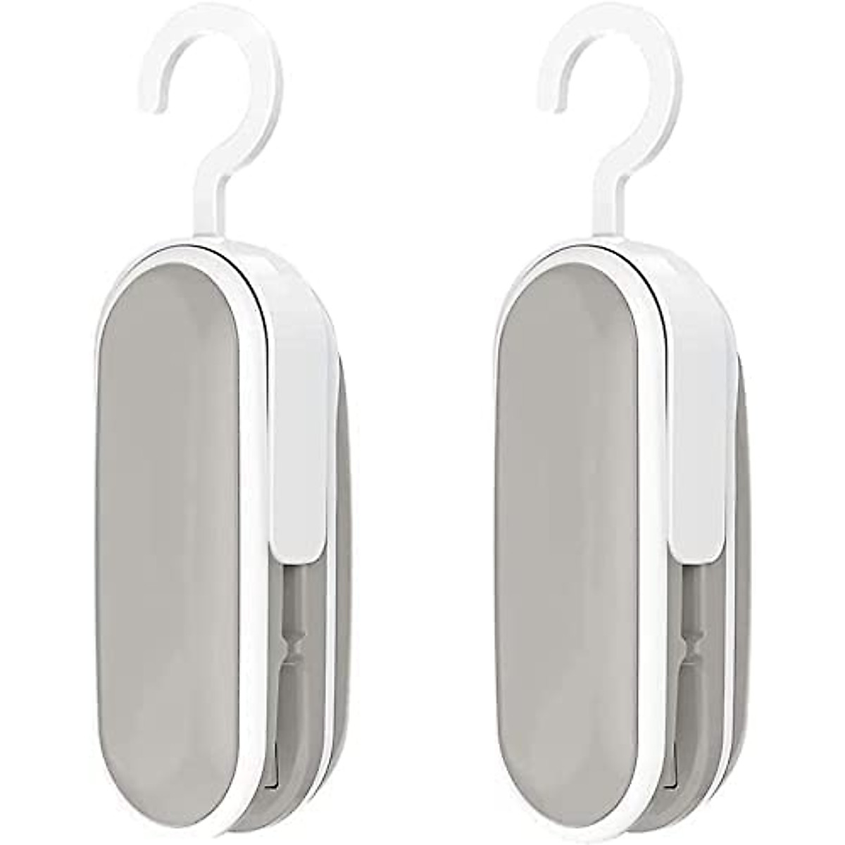 Mini Bag Sealer, Portable Sealing Bags Machine, Handheld Heat Food Vacuum Sealer Machine with Cutter and Hook for Snack, Plastic Bags, Storage, Potato Chip Cookie Bags (Grey 2PCS)