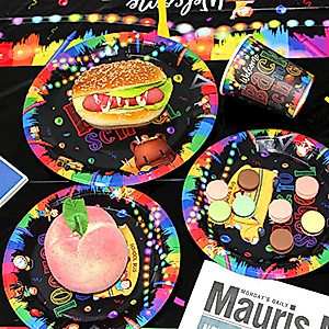 Welcome Back to School Decorations-School Bus Party Supplies Cutlery Set Back to School Banner, Back to School Tablecloth, School Bus Plate for Bus Wheel Parties School Bus Themed Party (BLACK)