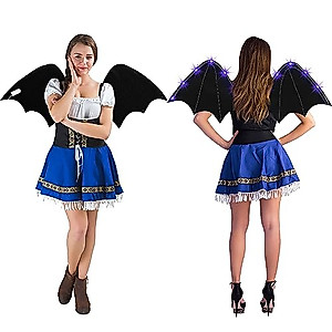 Lulu Home Bat Wings for Adults, Black Wings for Halloween Costume Vampire Witch Dress Up Role Play Props Party Decor (Lighted Wings for Adult)