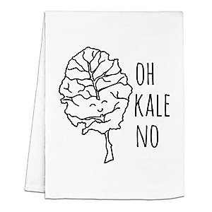Moonlight Makers Funny Dish Towel, Oh Kale No! Flour Sack Kitchen Towel, Sweet Housewarming Gift, Farmhouse Kitchen Decor, White