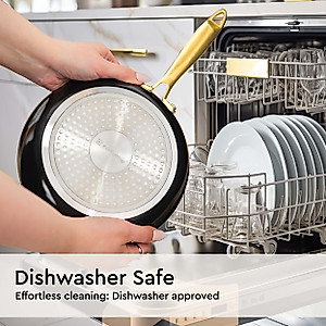 Black and Gold Pots and Pans Set Nonstick - 15PC Luxe Black Pots and Pans Set Non Toxic - Induction Compatible, PFOA Free Black and Gold Cookware Set & Gold Kitchen Utensils - Gold Kitchen Accessories