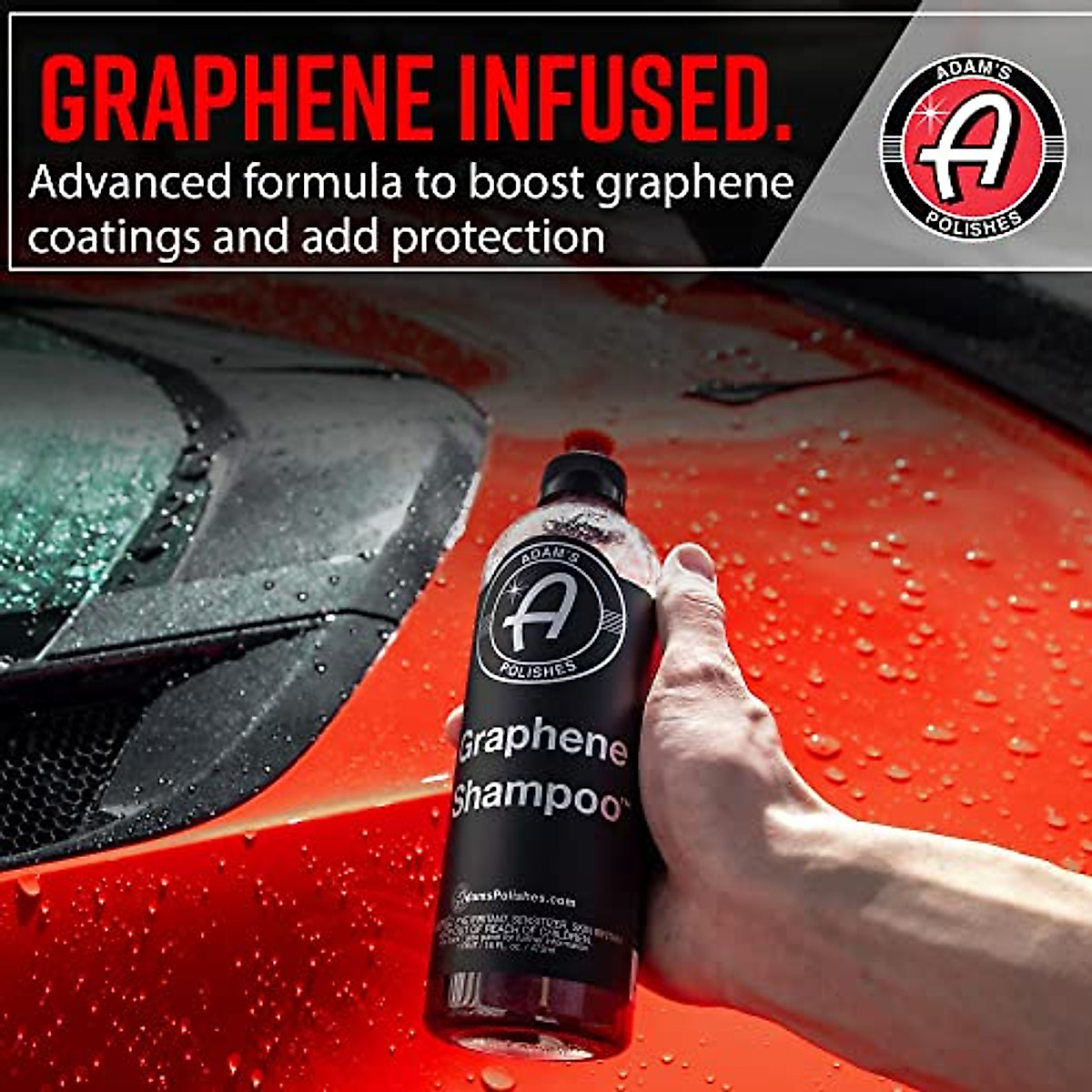 Adam's Graphene Shampoo 16oz - Graphene Ceramic Coating Infused Car Wash Soap - Powerful Cleaner & Protection In One Step - pH Neutral, High Suds For Foam Cannon, Foam Gun, Or Detailing Bucket