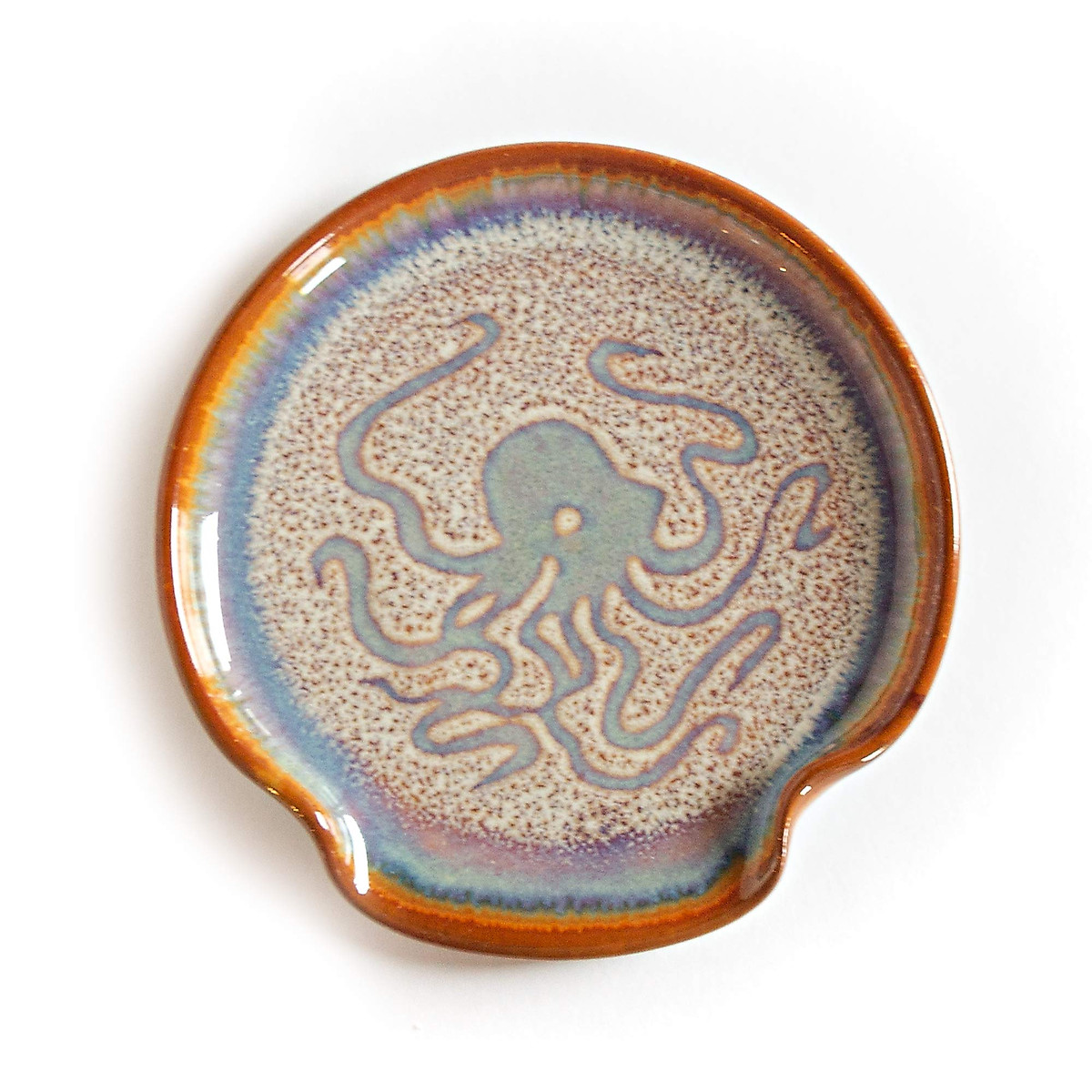 Georgetown Pottery Spoon Rest Purple Octopus, Handmade, Made in USA, Ceramic