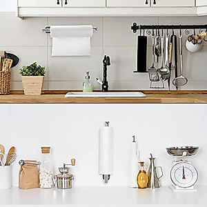 Paper Towel Holder, Drilling Under Cabinet Kitchen, 13.2 inch Stainless Steel Paper Towel Roll Rack, Towel Roll Hanger for Bathroom (Silver)