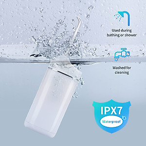 Water Flosser [Mini Cordless Portable] Oral Irrigator Water Teeth Cleaner Pick, Telescopic Water Tank, 3 Modes & IPX7 Waterproof, Home & Travel Water Flossers for Teeth, Braces Bridges Care.