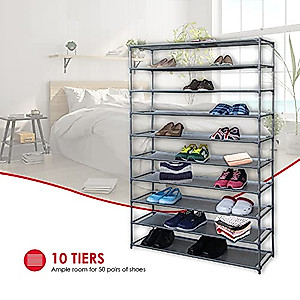 Home Basics Free-Standing Shoe Rack (10-Tier Wide) [Kitchen]