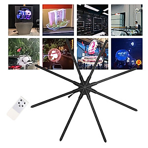 3D Hologram Fan, 350R/Min, 170° Viewing Angle, 2880 HD LED Light Beads, 8 Leaves 2048X2880 WiFi Holographic Projectors for Business Store Signs, Bar, Casino, Party(USA)