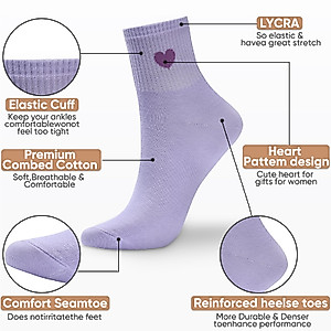 Corlap Women's Crew Socks Ankle High Cotton Fun Cute Athletic Running Socks Gifts For Women (5-Pairs With Present Box)
