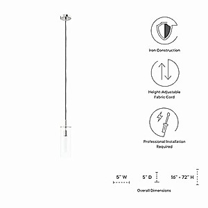 Modway Skylark Pendant Light in Clear Polished Nickel