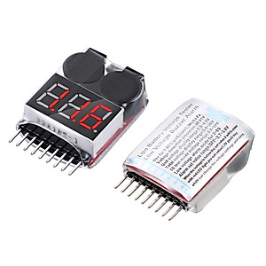 10 Pieces 2-in-1 Lipo Battery Voltage Tester Low Voltage Buzzer Alarm Battery Capacity Indicator Monitor for 1-8s Battery