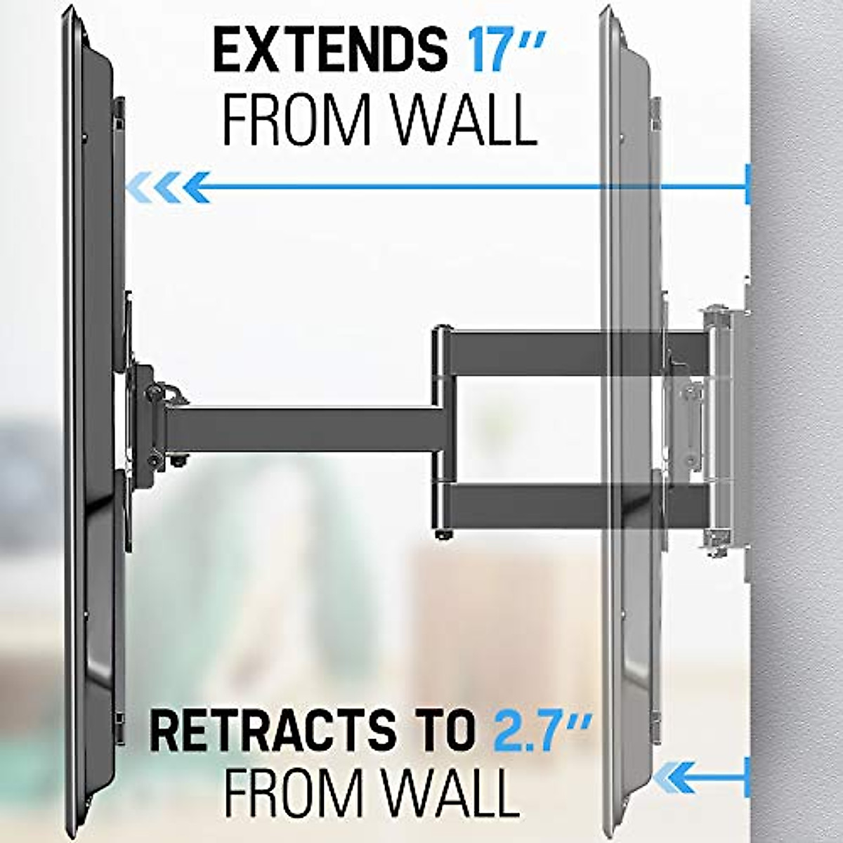 Mounting Dream Full Motion TV Wall Mount for 42-75 Inch Flat Screen/Curved TVs, Heavy Duty Wall Mount TV Bracket with Swivel Articulating Dual Arms, VESA 600x400mm, 100 lbs MD2656