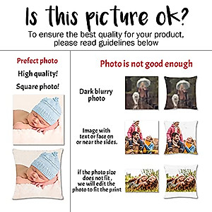 Custom Sequin Pillow Personalized Multiple Picture Mermaid Sequin Pillow Gift for Her Gift for Mom Customized Pillow Magic Sequin Pillow Personalized Gifts (Champagne/White, with Insert,15.7"x15.7")