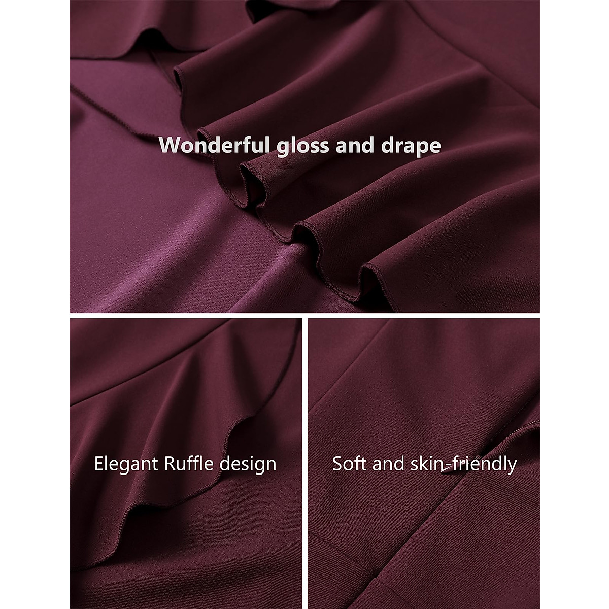 DRESSTELLS Women's Cocktail Tea Party Dresses for Wedding Guest, Red Fit Flare Modest Winter Elegant Dress for Evening Burgundy XL