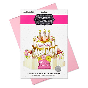 Hallmark Paper Wonder Birthday Pop Up Card for Women (Pink and Gold Birthday Cake)
