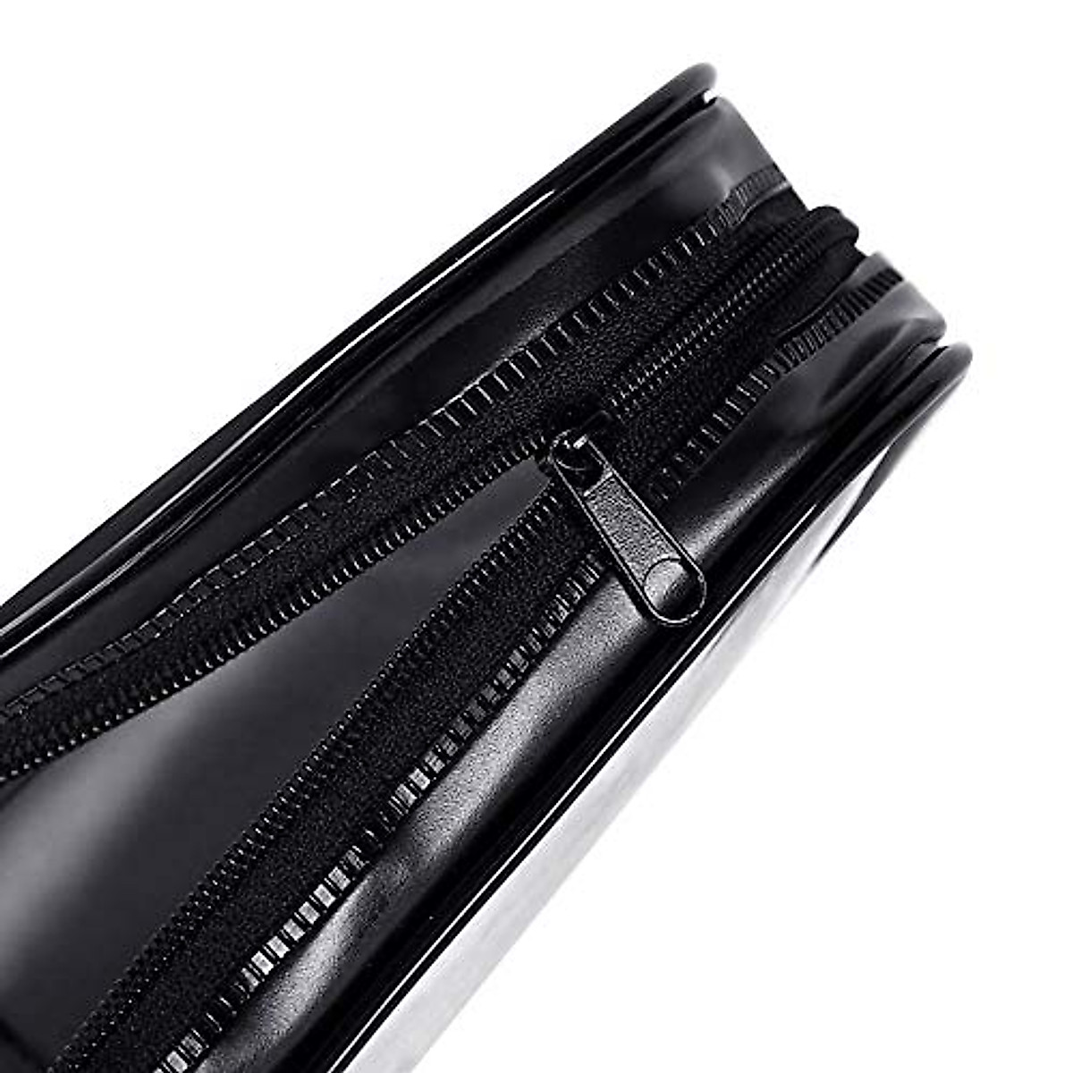 Academyus PVC Transparent Zipper Pencil Bag Pen Case Holder Stationery Storage Pouch Organizer Make Up Bag Black