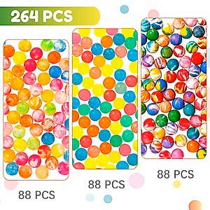 Pllieay 264 Pieces Bouncy Balls in Bulk, 3 Style Random Small Rubber Bouncy Balls for Kids Party Favors, 20mm/0.78Inch Neon Bouncing Balls for Gift Bag Filling and Vending Machines
