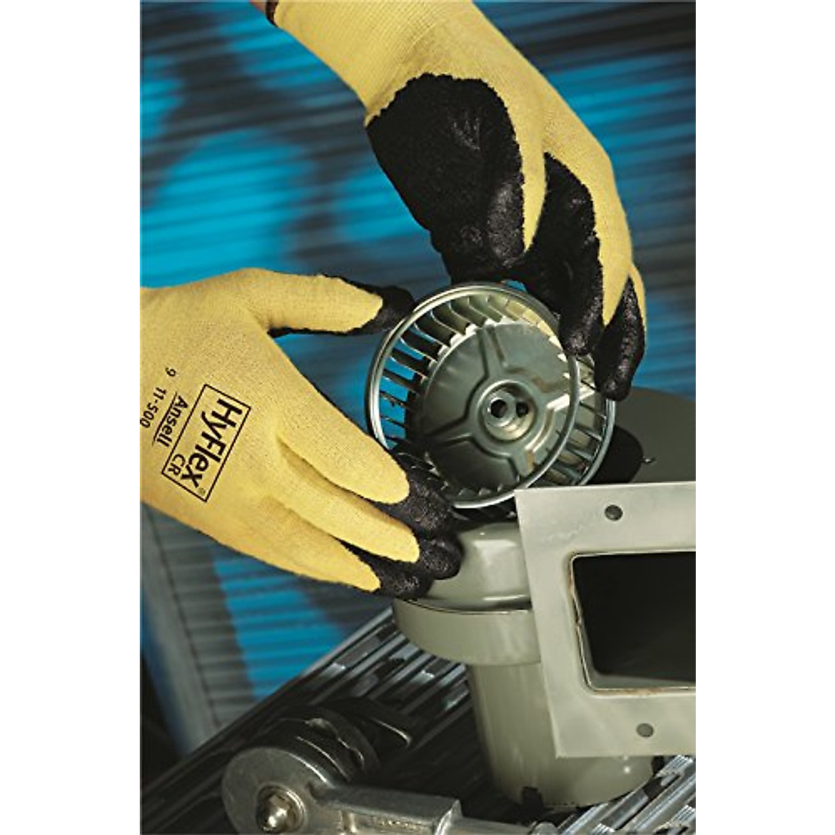 Ansell HyFlex 11-500 Kevlar Glove, Cut Resistant, Black Foam Nitrile Coating, Knit Wrist Cuff, Large, Size 9 (Pack of 12)