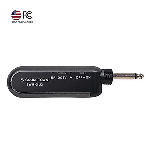 Sound Town 100-Channel UHF Rechargeable Wireless Handheld Microphone System with Built-in Effects, 1/4" Mini Portable Receiver for Karaoke, Events, Church, Meetings (SWM01-U2HH)