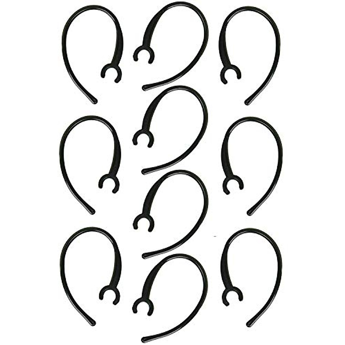 10-Pack Replacement Clamp Bluetooth Ear Hook Loop Clip Replacement - Set of 5 Small Clamps + 5 Pack Large Clamps Shape Clear Hook for Samsung, Motorola, LG & Other Bluetooth Headsets (Black)