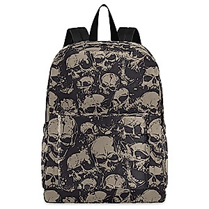 ZzWwR Grunge Skulls Pattern Polyester Computer Backpack Big Daypack for Business Sport Travel School Bookbags