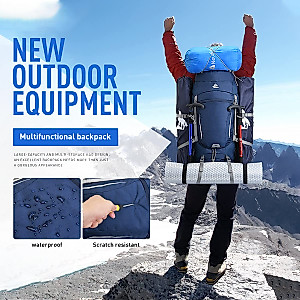 TianYaOutDoor Hiking Backpack for Men 60L Lightweight Camping Backpack with Rain Cover Outdoor Daypack (Black)