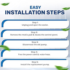 Swamp Cooler Pump - 3100CFM, Evaporative Cooler Pump 3 Pin Connector - 110 GPH Submersible Water Cooling Pump for MC37M, MC37V, MC37A, MFC3600 Evaporative Air Cooler - Replacement Pump by Hessaire