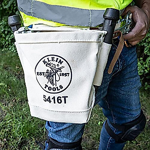 Klein Tools 5416T Tool Bag, Bull-Pin and Bolt Pouch, No. 4 Canvas with Tunnel Connection, 5 x 10 x 9-Inch