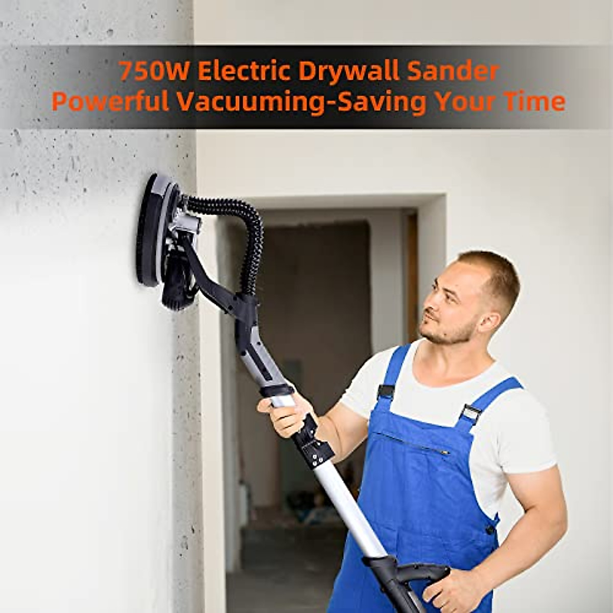 Drywall Sander, Towallmark 750W Electric Drywall Sander 7 Variable Speed 900-1800 RPM Sander with LED Light, 14 Pcs Sanding discs, Extendable Handle, Dust Hose, Storage Bag