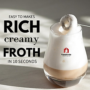 Rechargeable Milk Frother Handheld, Fanativita USB-C Rechargeable Drink Mixer for Coffee, Lattes, Cappuccino, Frappe, Matcha, Hot Chocolate (Black)