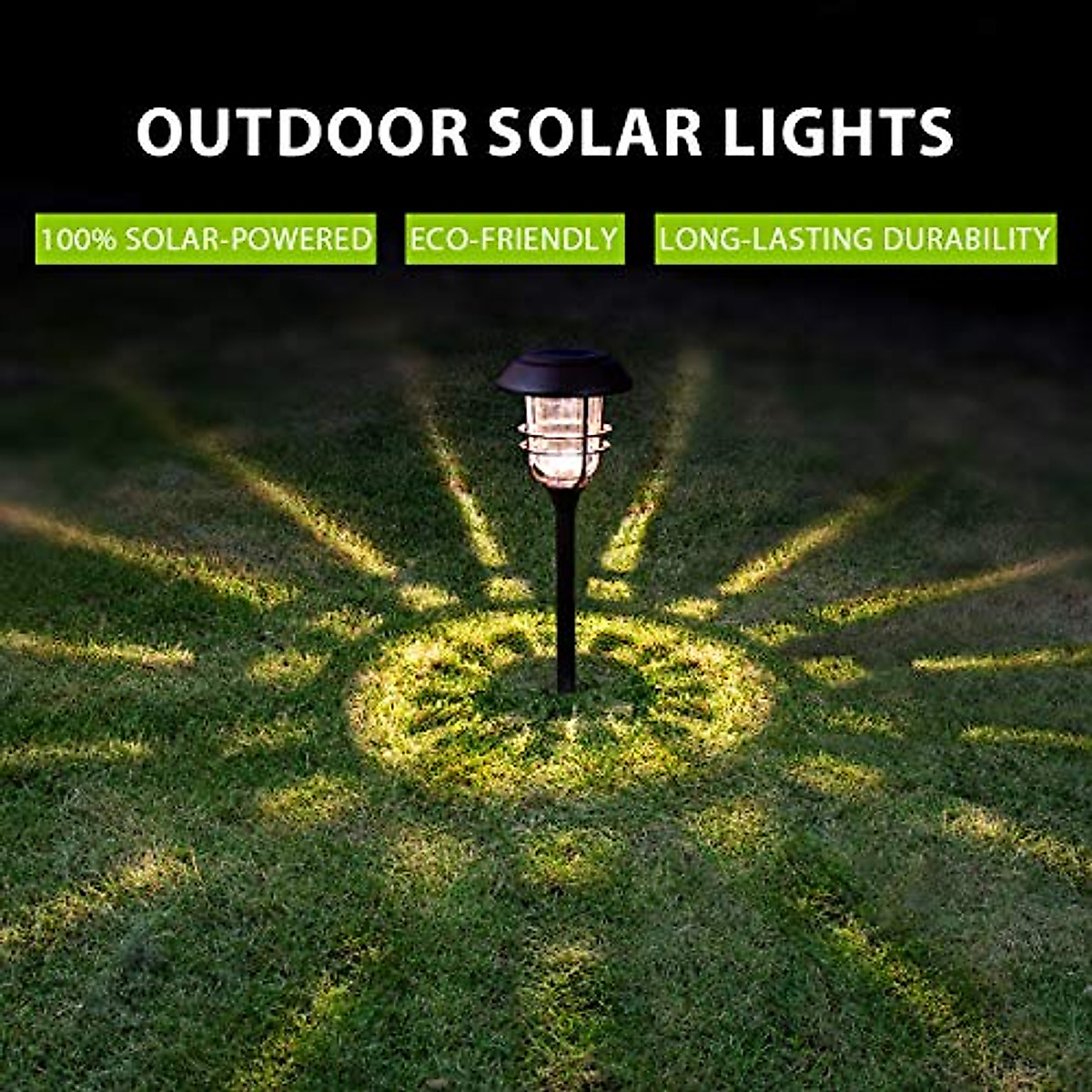SOLPEX 4 Pack Solar Outdoor Lights, Glass and Metal Path Lights, High Lumen Output per LED for Landscape, Lawn, Patio, Yard, Garden