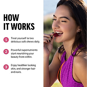 Force Factor Collagen Boosting Superfoods with Biotin, Hyaluronic Acid, Bamboo, and Hair, Skin, and Nails Vitamins, Nail Strengthener and Skin Supplement, Tropical Fruit Flavor, 60 Soft Chews