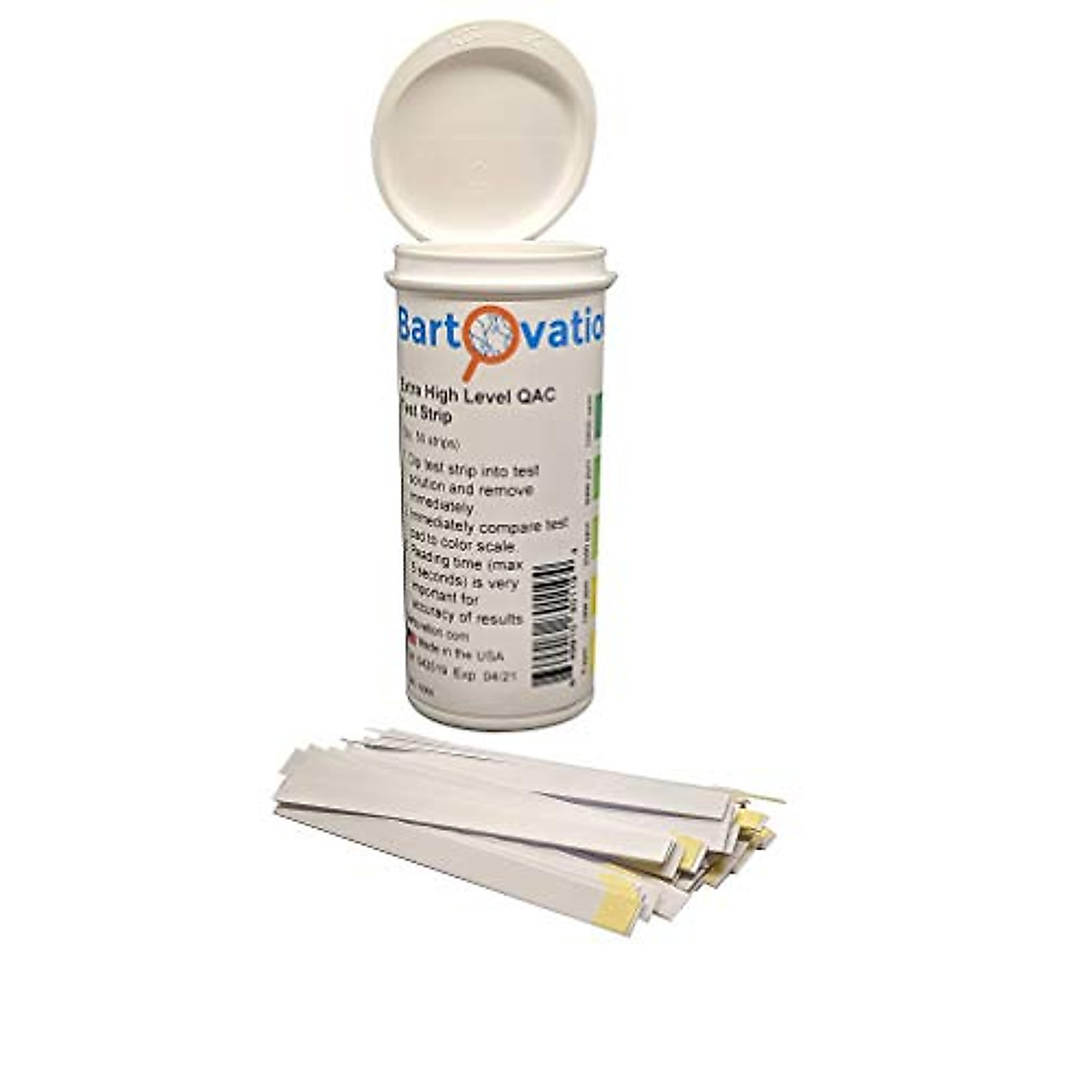 Very High Level Quaternary Ammonium (QAC, Multi Quat) Sanitizer Test Strips, 0-10,000 ppm [Vial of 50 Strips]