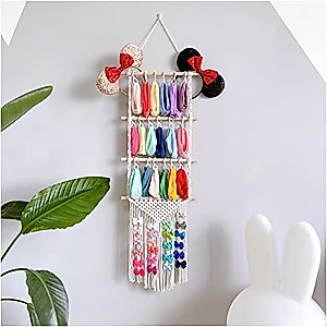 DRGACPGE Baby Girl Hair Accessories Hair clip headband hairband hanging storage rack, pure hand-woven storage rack, bohemian home wall decor style