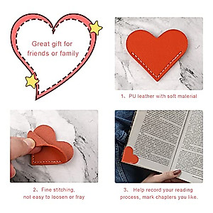 6Pcs Leather Heart Bookmark, 6x5cm/2.4x1.96inch Corner Bookmarks Cute Bookmark Handmade Heart Bookmark Accessories for Women Book Lovers Present (Multicolored Color)