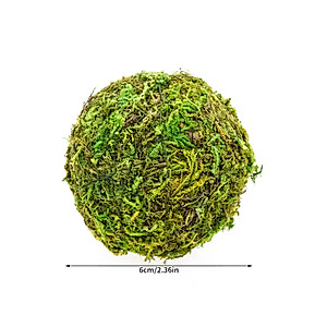 Tongcloud 6pcs Natural Green Moss Decorative Ball,Natural Green Moss Balls Handmade Decorative Moss Hanging Balls for Garden Patio Home Table Decor Party Weddings Display Props Decor (Green, 6)