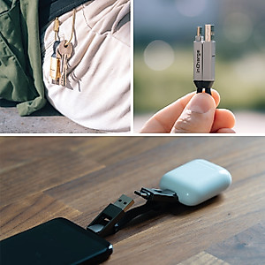 Rolling Square inCharge 6 Portable Keychain Charger Cable, 6-in-1 Multi Charging Cable, Moon White for Laptop