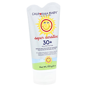 California Baby Super Sensitive SPF 30+ Sunscreen Lotion | Broad Spectrum | Unscented Mineral Sunscreen Face & Body | Allergy-Friendly | Coral Reef Safe | Benzene-Free | Baby, Kids, Adults Physical Sunscreen For Sensitive Skin or Eczema | 82 g / 2.9 oz.