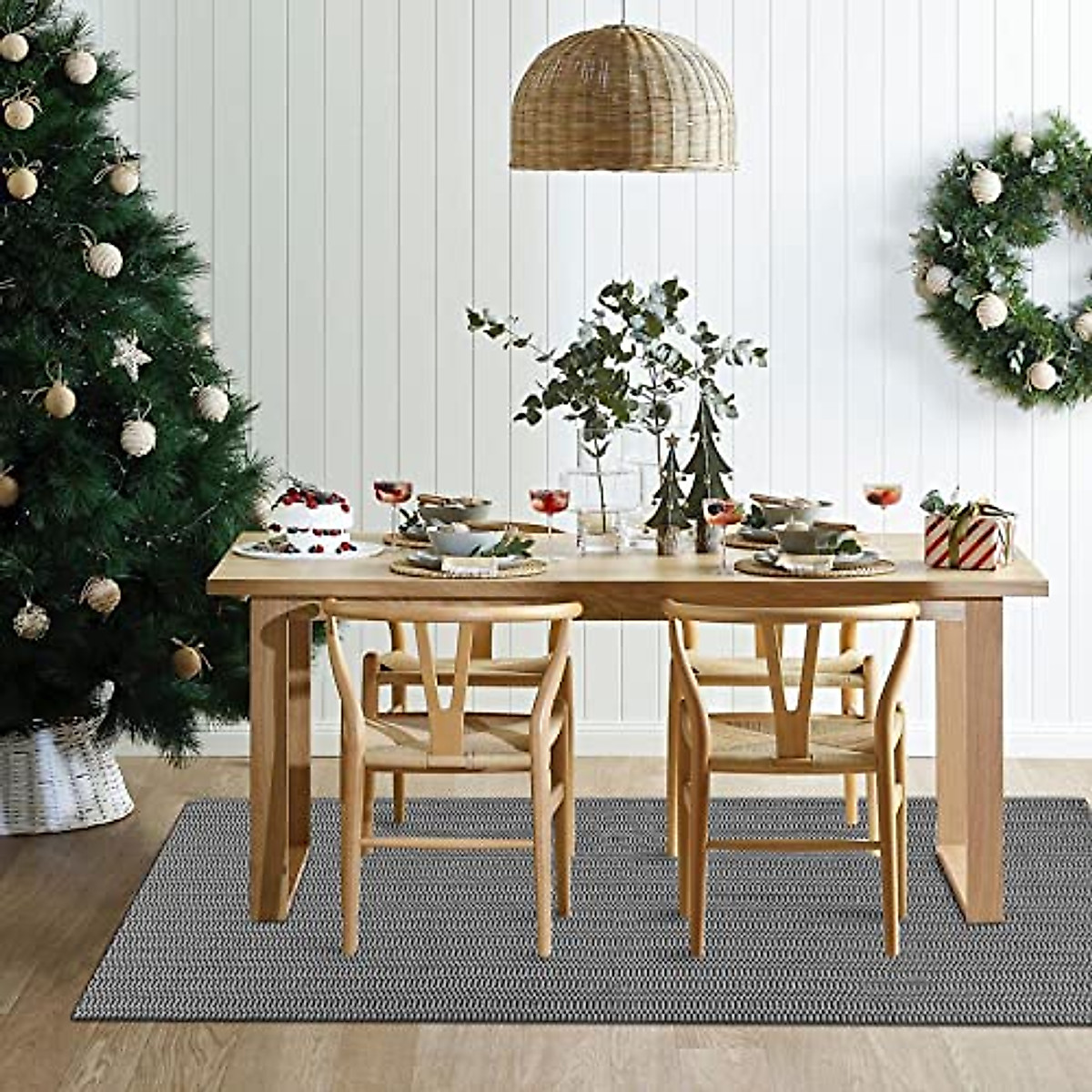 IOHOUZE Boho Kitchen Runner Rug -2'x6' Cotton Woven Indoor Outdoor Carpet Rugs Mats,Dark Grey Runners for Hallways, Machine Washable Runner Rug for Kitchen Bedroom Living Room Laundry Entryway