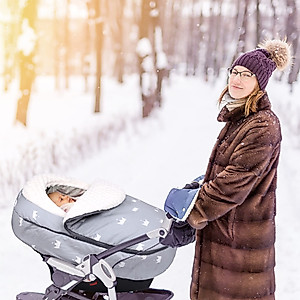 Metplus Winter Baby Car Seat Cover, Blanket-Style Winter Car Seat Canopy for Babies, Warm Plush Fleece Baby Carrier Cover for Infant Boys Girls