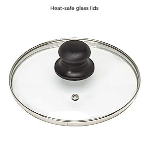 Ecolution Easy Clean Nonstick Cookware Set, Features Kitchen Essentials, Bamboo Cooking Utensils Set, Vented Glass Lids, Ergonomic Grip Handles, Made without PFOA, Dishwasher Safe, 20-Piece, Black