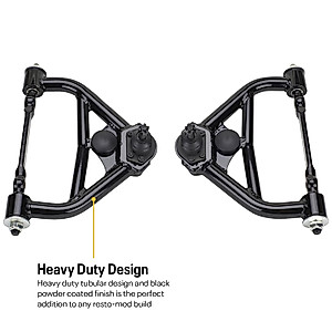 1970-81 Camaro Upper and Lower Tubular Control Arms, Black, Set