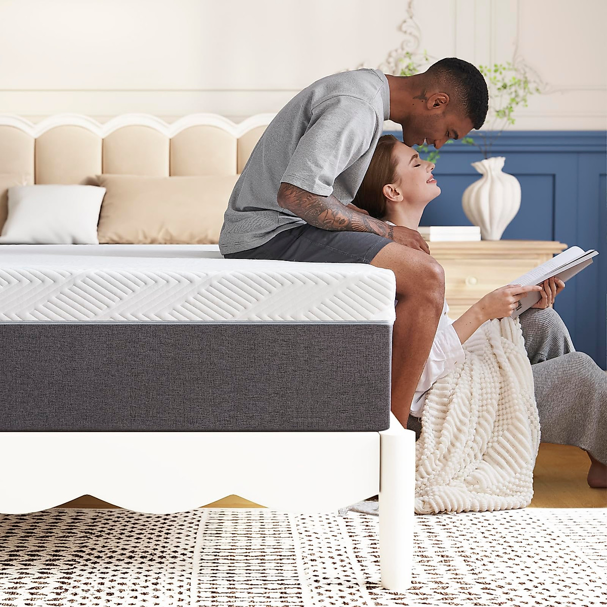 Twolike Queen Mattress 10 inch No Fiberglass Gel Memory Foam Queen Size Mattress in a Box of Foams and Fabric for Cooling Pressure Relief Sleep, 80" X 60" X 10", Medium, Firm