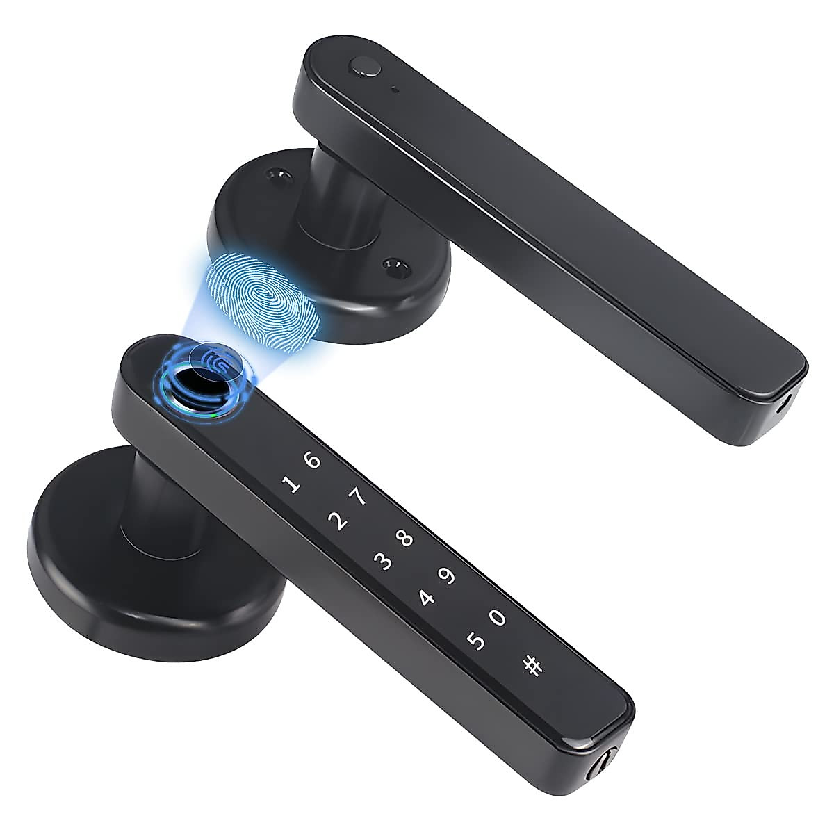 Fingerprint Door Lock Touchscreen Biometric Door Lock Keyless Entry Front Door Knob with 50 Fingerprints, 100 Codes,Keypad Suitable for Home,Hotel,Office,Indoor Door Black…