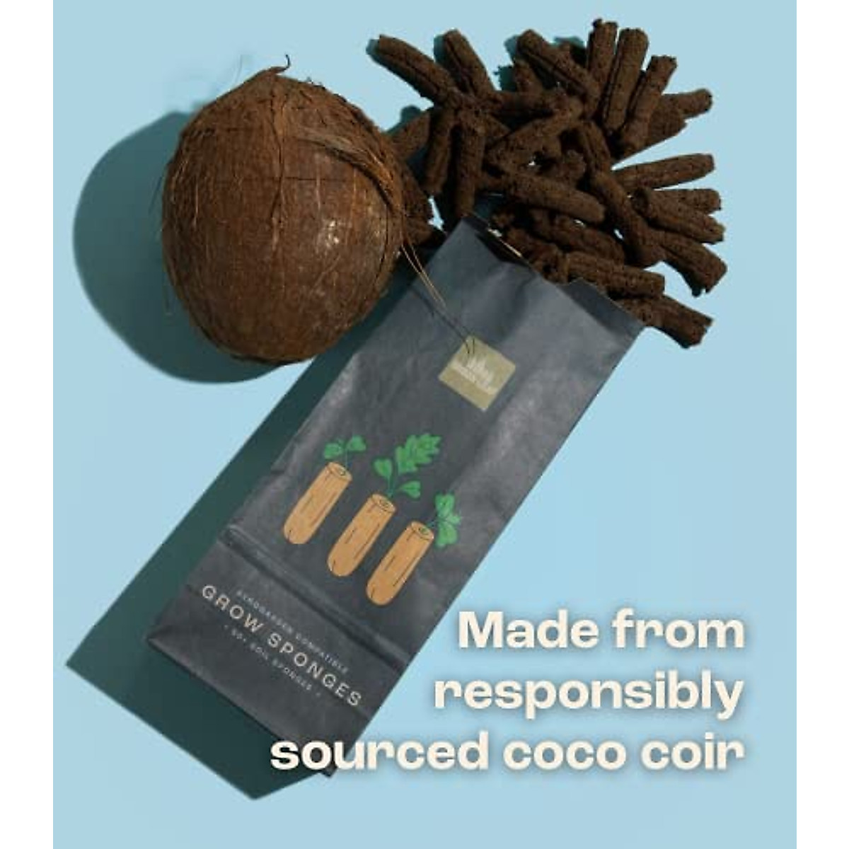 Hydroponics Sponge Grow Sponges [Pack of 50] – Organic, Sustainable, USA-Made AeroGarden Compatible Refill Sponges – 100% Coco Coir Seed Sponges – Garden Sponges with Seed Divots by Urban Leaf