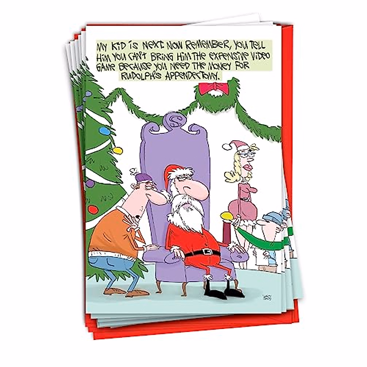 NobleWorks 12 Hysterical Christmas Greeting Cards Boxed Set with 5 x 7 Inch Envelopes (1 Design, 12 Each) Reindeer Surgery C10164XSG-B12x1