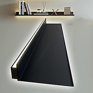 SLVUAFRN Floating Display Shelf with Built-in Illuminated LED Light and Transformer, Metal Wall Mounted Light-Emitting Shelves, Lighted Display Stand for Entrance Bar Countertop Living Room Bathroom…