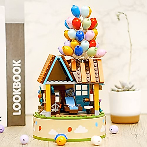 QLT Balloon Up House Music Box Building Block for Adults Girls Age 8-14 Yrs (528 PCS) Compatible with Lego Disney, Girls Toys for Valentine and Birthday Gifts