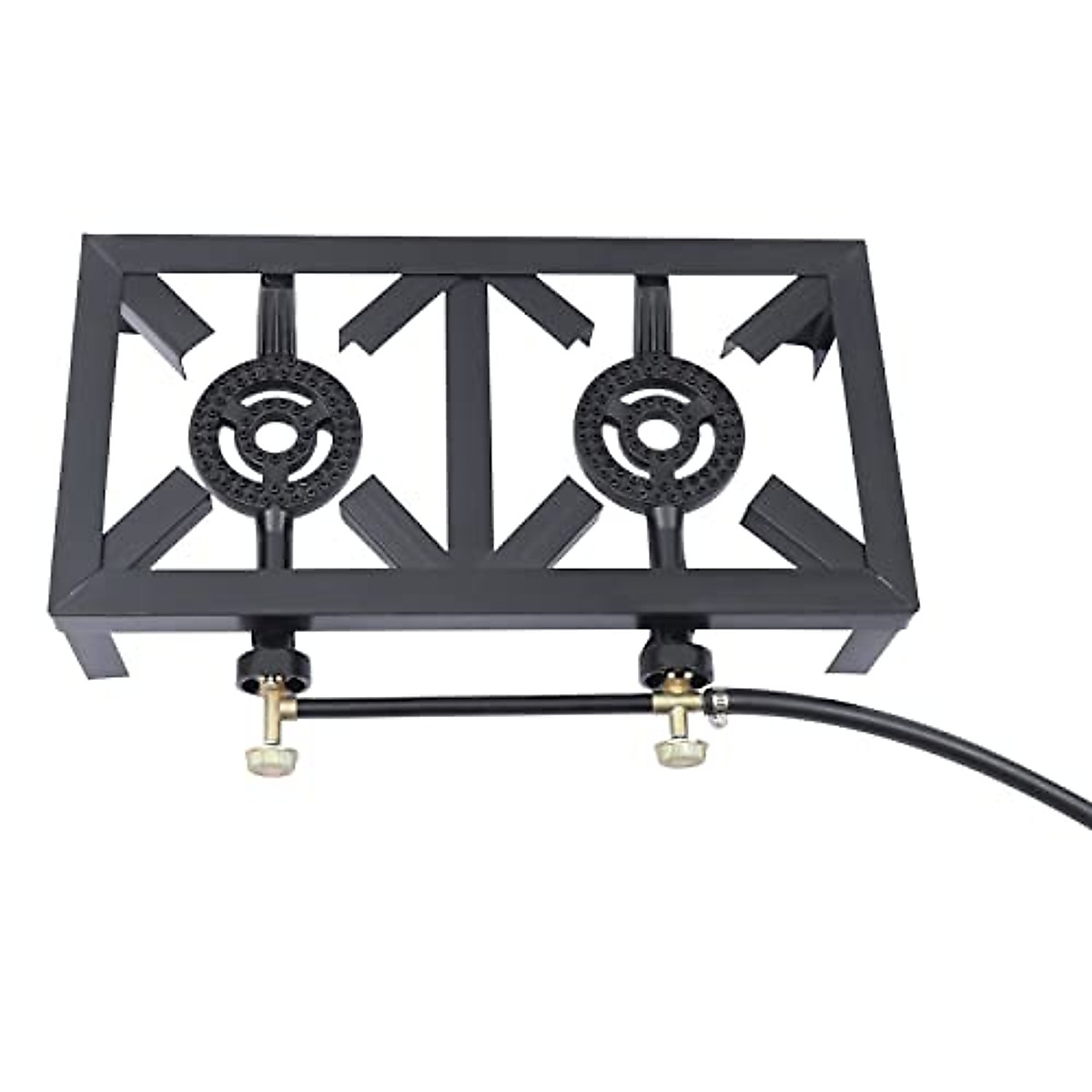 Double Burner Stove, ACOSDIDES Portable 2 Burners Outdoor BBQ Camping Gas Stove Hiking Propane Cooker W/Hose for Outdoor Camping, Barbecue Grilling, Tailgating, Hiking