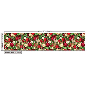Ambesonne Christmas Fabric by The Yard, Tree Branches Spruce Leaves Balls Bells Cones Poinsettia Flowers Mistletoe Berry, Decorative Fabric for Upholstery and Home Accents, 1 Yard, Ruby Green