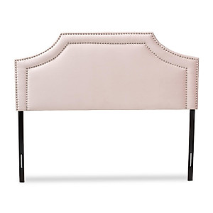 Baxton Studio Avignon Modern and Contemporary Light Pink Velvet Fabric Upholstered Queen Size Headboard